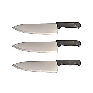 Cozzini Cutlery Imports Set of 3-10” Chef Knives Cook French Stainless Steel (Black)