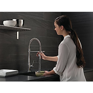 Delta Faucet Trinsic Pro Commercial Style Kitchen Faucet Chrome, Chrome Kitchen Faucets with Pull Down Sprayer, Kitchen Sink Faucet, Faucet for Kitchen Sink with Magnetic Docking, Chrome 9659-DST