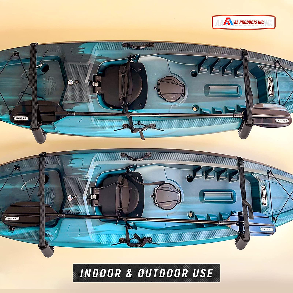 AA Products Kayak Storage Wall Mount Racks for Canoe Kayak Paddle Boards Wall Hanging Hooks, Set of 2