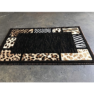 Masada Rugs Animal Skin Leopard Border Door Mat Rug Black Design 73 Skinz (2 Feet X 3 Feet 4 Inch