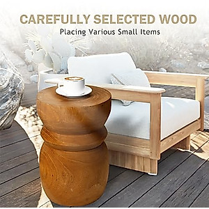 Uziass Wood Side Table Tree Stump Stool, 15”H End Table Round Outdoor Garden Natural Tree Stump Side Table for Living Room Bedroom Patio Balcony Home Decor