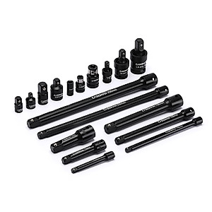 CASOMAN 18-Piece Drive Tool Accessory Set, Premium CR-V Steel with Black Phosphate Finish, Includes 1/2",3/8",1/4" Impact Universal Joint, Socket Adapters Extensions
