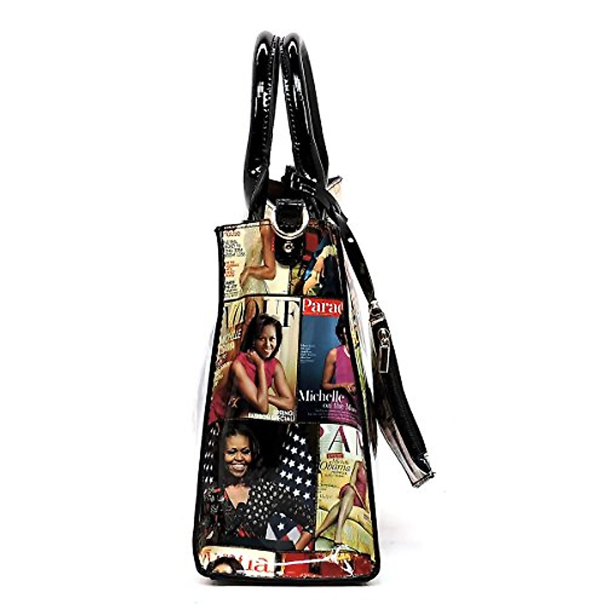Glossy Magazine Cover Collage 3-in-1 Shoulder Bag Hobo Michelle Obama Handbag (3-Mulit)
