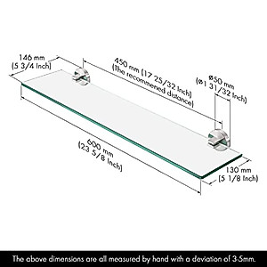 KES Glass Bathroom Shelf, 23.6 Inches Glass Shelf for Bathroom with Tempered Glass Floating Shelves Bathroom SUS 304 Stainless Steel Wall Mount Brushed Finish, A2024S60-2
