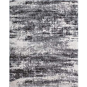 NOORI RUG - Premium & Luxury Imported - Lux Madison Machine Made High Pile Abstract - Rectangle - Charcoal - Grey - 10' x 14', Bedroom, Dining Room