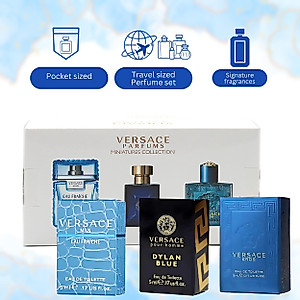 Versace Miniature Variety Trio Collection Perfume Gift Set for Men 0.17 oz/5 ml Splashes 1