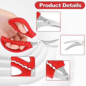 STRAYJO 8Pcs Seafood Scissors,Crab Scissors,Stainless Steel Lobster Scissors,Crawfish Scissors for Seafood Crab Fish Shrimp Lobster (Red)
