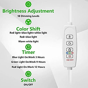 Probapro Plant Grow Light,72 LEDs Grow Light for Indoor Plants,5000K Full Spectrum Plant Light,10-Level Dimmable,Auto ON & Off Timer 3/9/12H,Height Adjustable, Grow Light for Tall Plants