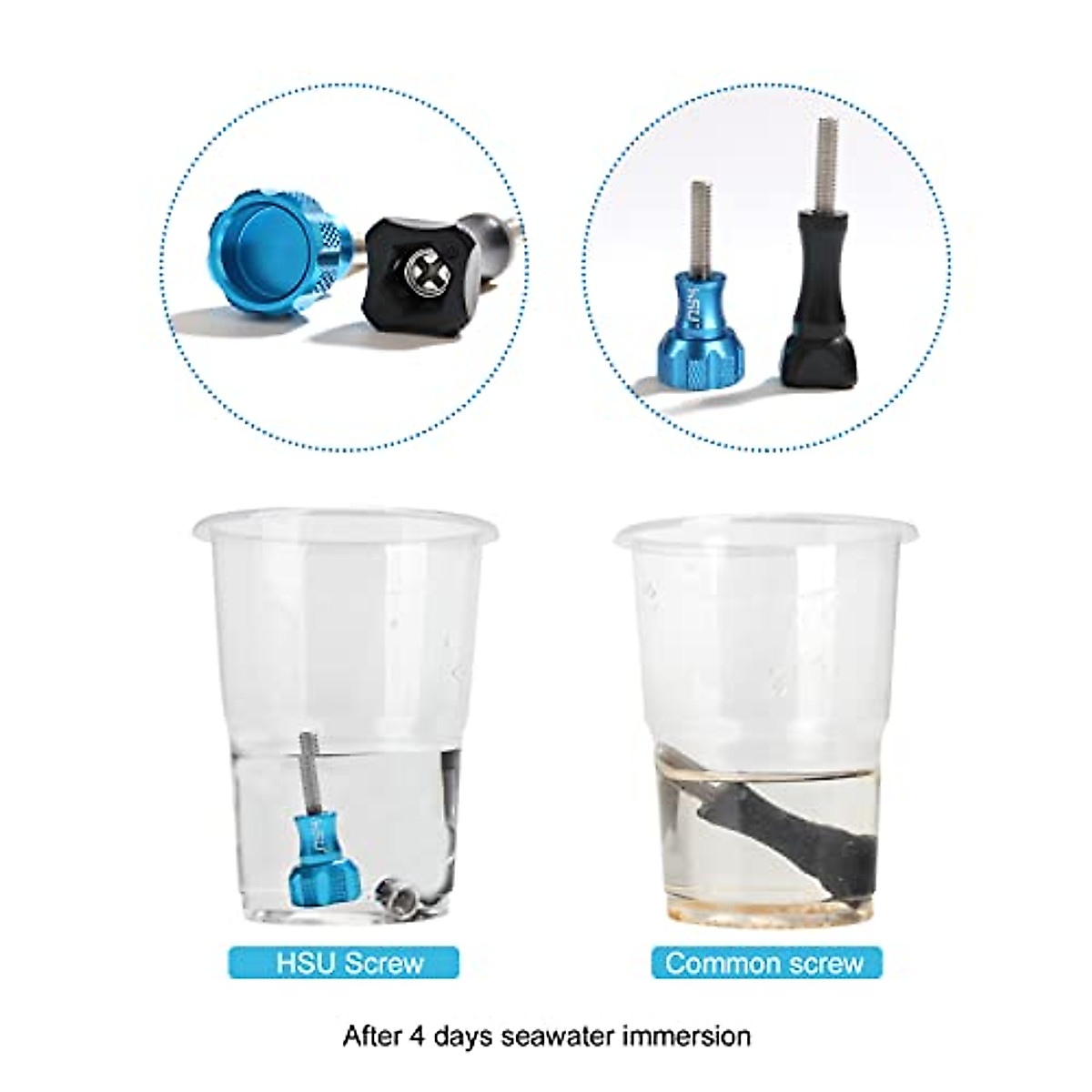 HSU Aluminum Thumbscrew Set + Wrench for Gopro Hero 11, 10, 9, 8, 7, 6, 5, 4, 3, Gopro Session, AKASO Campark and Other Action Cameras (Blue)