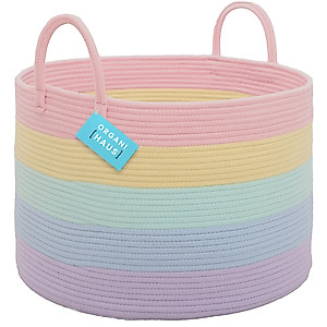 Wide Blanket Basket + Set of 3 Shelf Baskets - RAINBOW