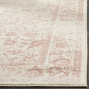 SAFAVIEH Adirondack Collection Area Rug - 8' Square, Ivory & Rose, Oriental Distressed Design, Non-Shedding & Easy Care, Ideal for High Traffic Areas in Living Room, Bedroom (ADR109H)