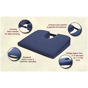 TUSH CUSH Home Office Orthopedic Large Computer Ergonomic Seat Cushion Original - Charcoal Velour Fabric