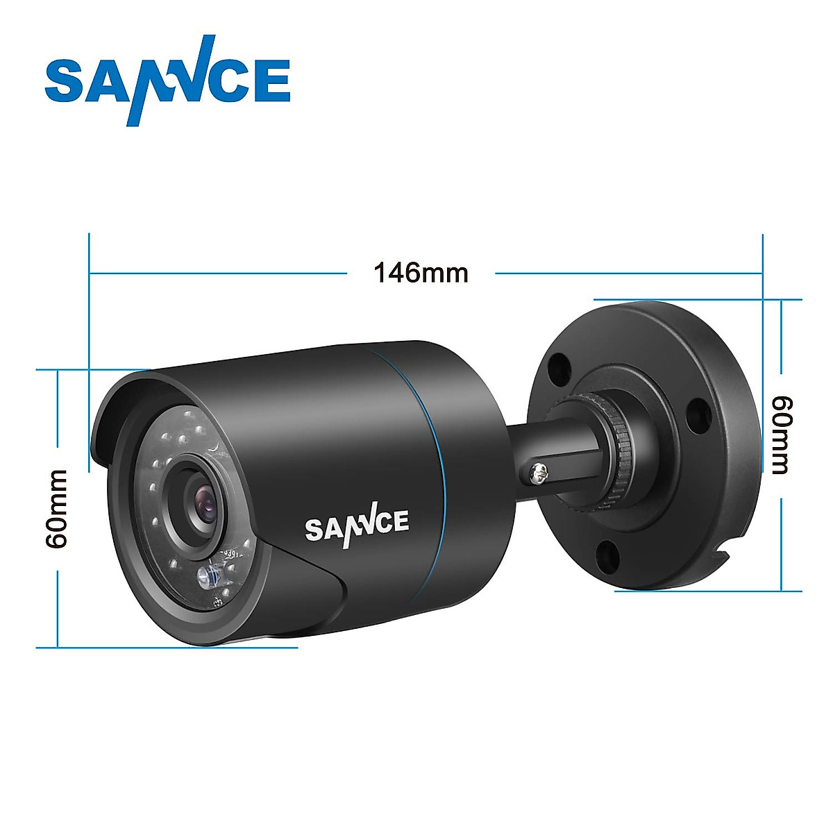 SANNCE 1/4" CMOS 800TVL 960H CCTV Weatherproof 3.6mm Lens with IR Cut Bullet Security Camera for Home Surveillance System