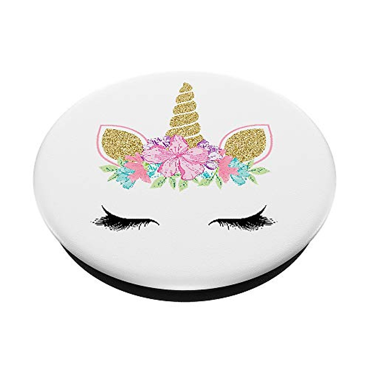 Cute Floral Unicorn Unicorn Face on White PopSockets PopGrip: Swappable Grip for Phones & Tablets