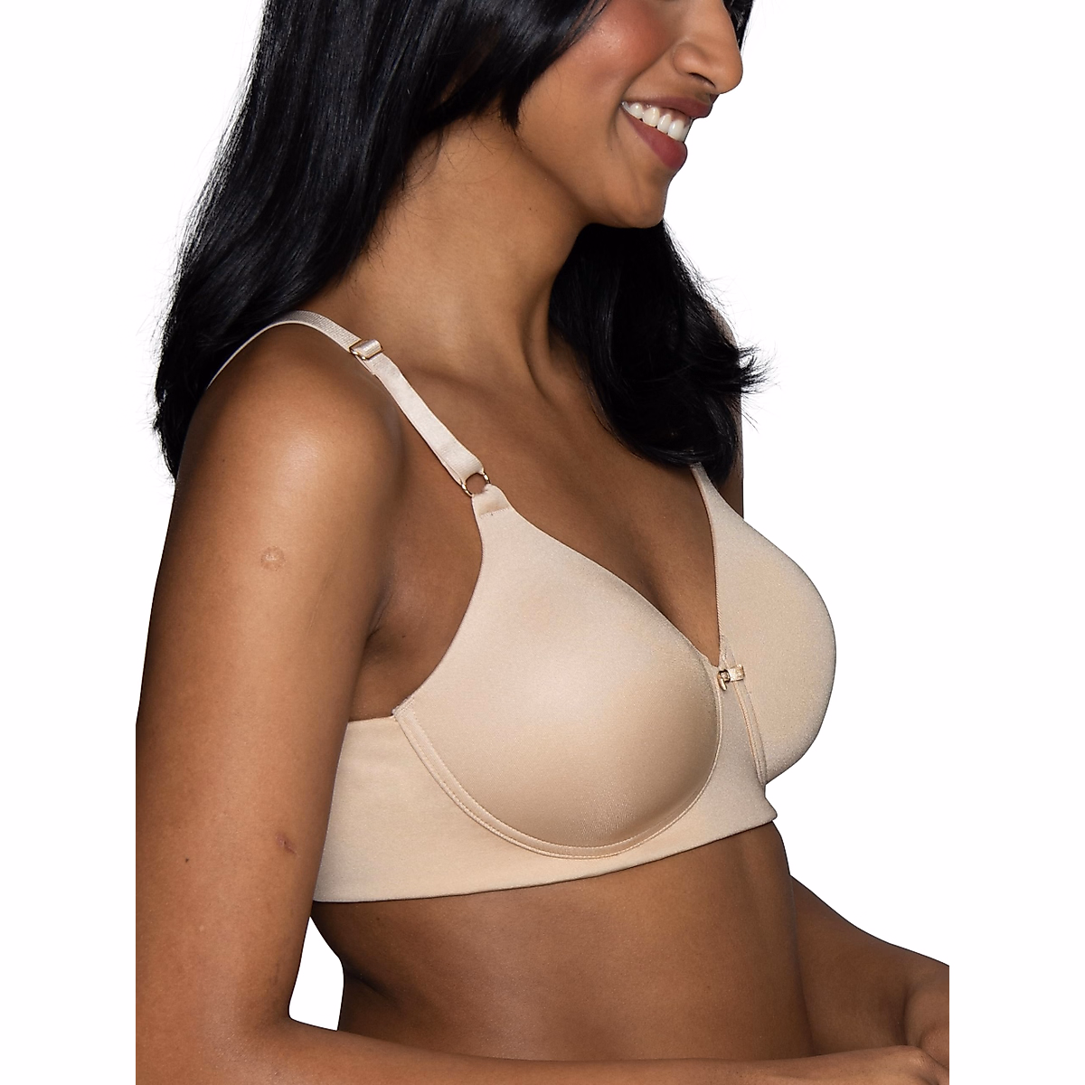 Vanity Fair Womens Full Coverage Beauty Back Smoothing Bra, 4-way Stretch Fabric, Lightly Lined Cups Up To Dd Bra, Wireless - Beige, 40B US