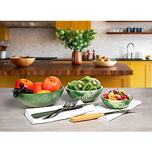 Alpha Living Home Handmade Countertop Fruit Basket, Resin Bowls for Kitchen, Restaurant, Dining Room, Decorative Table Centerpiece for Bread, Snack, Household Item Storage - Pack of 3