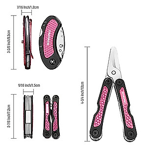 WORKPRO Pink Utility Knife & Multi Tool Set, Folding Box Cutter, Quick Change Blade, 8 in 1 Multi Function Scissor- Portable Pocket Tools for Outdoors, Camping, Fishing, Hiking - Pink Ribbon