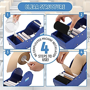 Frifreego Water-Activated Tape Dispenser, Manual Kraft Gum Tape Dispenser, Width Adjustable 1.18-3.15", Light Weight & Portable Packing Tape Dispenser Set