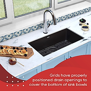 27-1/2" x 13-1/2" x 1-1/4" Sink Protectors for Kitchen Sink - Sink Bottom Grid - Stainless Steel Sink Protector - Sink Grate for Bottom of Kitchen Sink - Kitchen Sink Rack