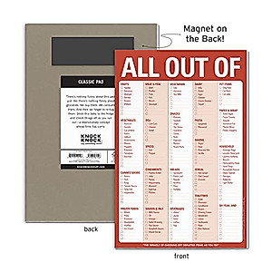 Knock Knock All Out Of Grocery List Pad (Red / Original) - All Out of Pad List & Magnetic Note Pad With Magnet, 6 x 9-inches