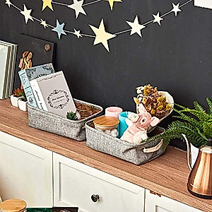 EZOWare 6pc Storage Bins Baskets, Small Folding Drawer Dresser Desktop Organizer Cubes Set with Handles -12 x 7 x 4 inch - Dark Gray