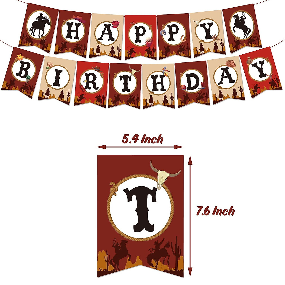 58 PCS Cowboy Birthday Party Decoration Western Cowboy Theme Birthday Decorations Cowboy Happy Birthday Banner Balloons Cake Cupcake Toppers Western Party Supplies Kit for Boys Western Theme Party