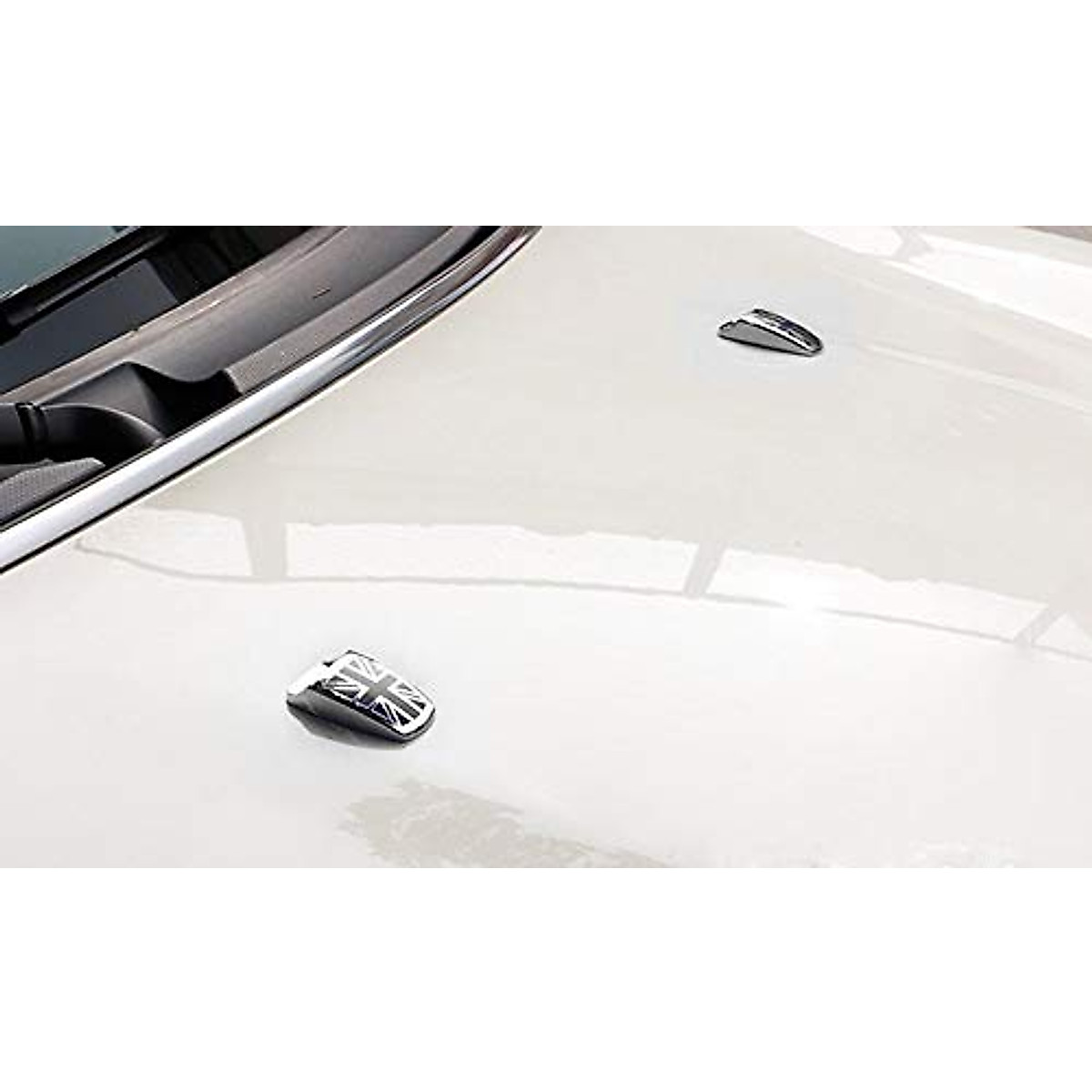 iJDMTOY (2) Black UK Union Jack Style Window Wiper Washer Spray Nozzle Covers Compatible With All MINI Cooper Models