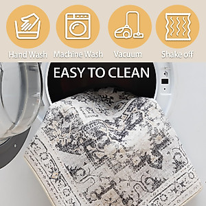 ARTWEAVER Washable Runner Rug 2x6-Hallway Runner Rug Kitchen Runner Rug and Mat-Non Slip Carpet Runner for Laundry Room Entryway Indoor (Gray,2'x6')