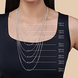 Aeon Jewellery 925 Sterling Silver Necklace - 1mm Diamond Cut Curb Chain Necklace | 16" Chain | For Layered Looks, Gifts or Pendant Replacements | Polishing Cloth & Pouch Bag Included