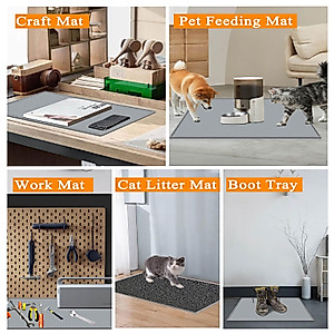 TOHONFOO Waterproof Trash Can Mat with Raised Edge, Non-Slip Under Garbage Can Mat for Reduce Floor Carpet Wall Scratches, Protective Silicone Rubber Tray for Kitchen