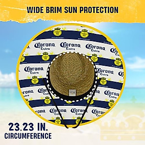 Corona Extra Sun Hat, Adult Large Wide Brim Straw Lifeguard Cap for Men and Women, Beach and Pool Accessories, Brown, One Size
