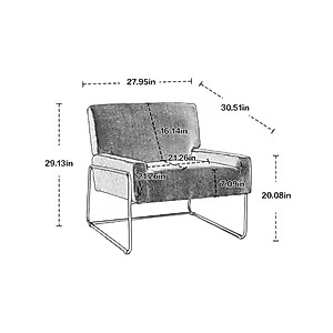 i-POOK Mid Century Modern Metal Frame Armchair, Single Sofa Chair with Black Iron U-Shaped Legs, Upholstered Accent Chair for Living Room, Bedroom, Reading Room, Lounge, Grey