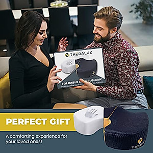 THERALUX Sciatica Pillow for Sitting Pain Relief - Memory Foam Car Seat Cushion for Office Desk Chair - Butt and Lower Back Support