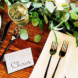 AZAZA 50 Pcs Tent Place Name Cards with Rose Gold - Seating Place Cards for Weddings Banquets Dinner Parties 2.5" x 3.75" (Meteor Shower - Rose Gold)