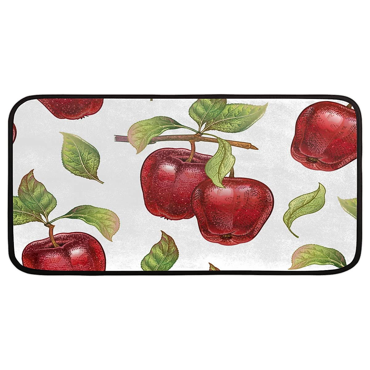 Pardick Red Apples Leaves Kitchen Rugs and Mats, Fresh Fruit Non Slip Washable Absorbent Area Rugs Anti Fatigue Kitchen Mat Memory Foam Doormat Runner Rug for Floor Kitchen Bathroom 39X20in