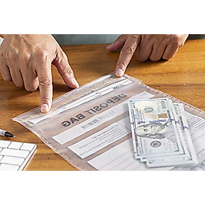 USPACKSMART Deposit Bags 9”x12”. Clear Plastic Bags Ideal for Cash Handling or Bank Deposits. 100-Pack (1208-00)
