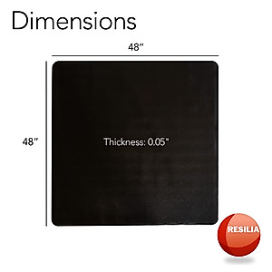 RESILIA - Under High Chair Splat Mat, Premium Heavy-Duty Spill & Splash-Proof, Orange Peel Pattern, Vinyl Prevents Stains & Damage from Food, Arts & Crafts, 48 Inch x 48 Inch, Black