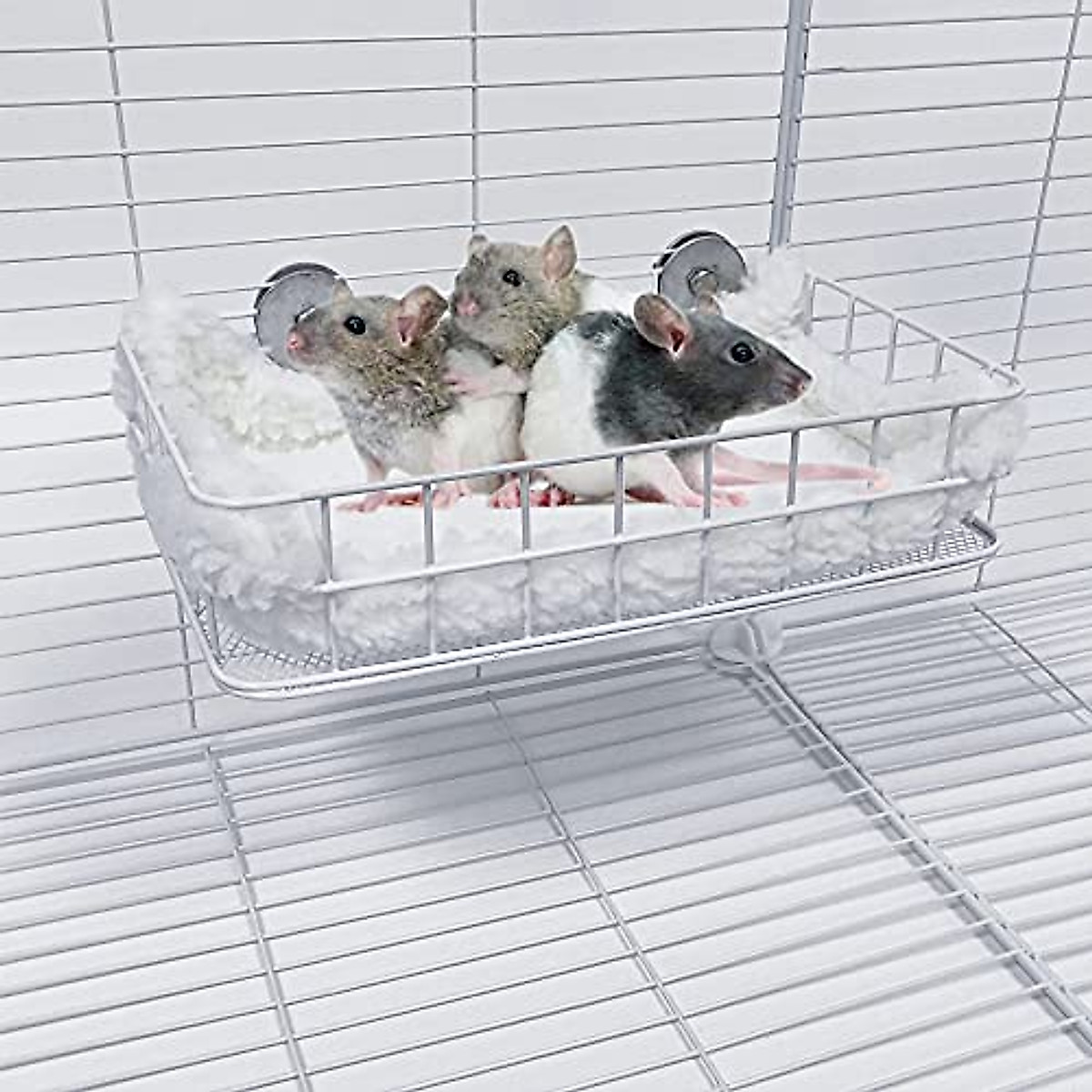 WOLEDOE Rat Cage Platform, All-Metal Basket Chew-Proof Design, Chinchilla Toys and Cage Accessories Ledge Ramp fit Ferret, Guinea Pig, Sugar Glider