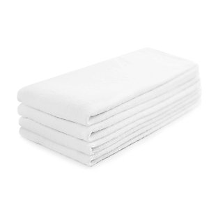 Sticky Toffee Blank Kitchen Towels Dish Towels White 100% Cotton, Set of 4, Tea Towels for Crafting Embroidery, Dual-Texture Flat Woven Side and Terry Side, Oeko-Tex Cotton, 28 in x 16 in