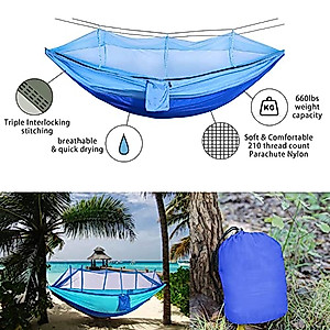 KEPEAK Camping Hammock with Net Netting, Single & Double Tree Hammock Net, Lightweight Nylon Portable Hammock for Backpacking, Camping, Travel, Beach, Yard