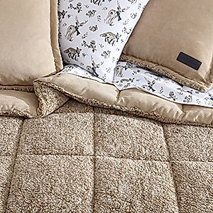 Eddie Bauer - King Comforter Set, Reversible Sherpa Bedding with Matching Shams, Cozy & Warm Home Decor (Sherwood Brown, King)