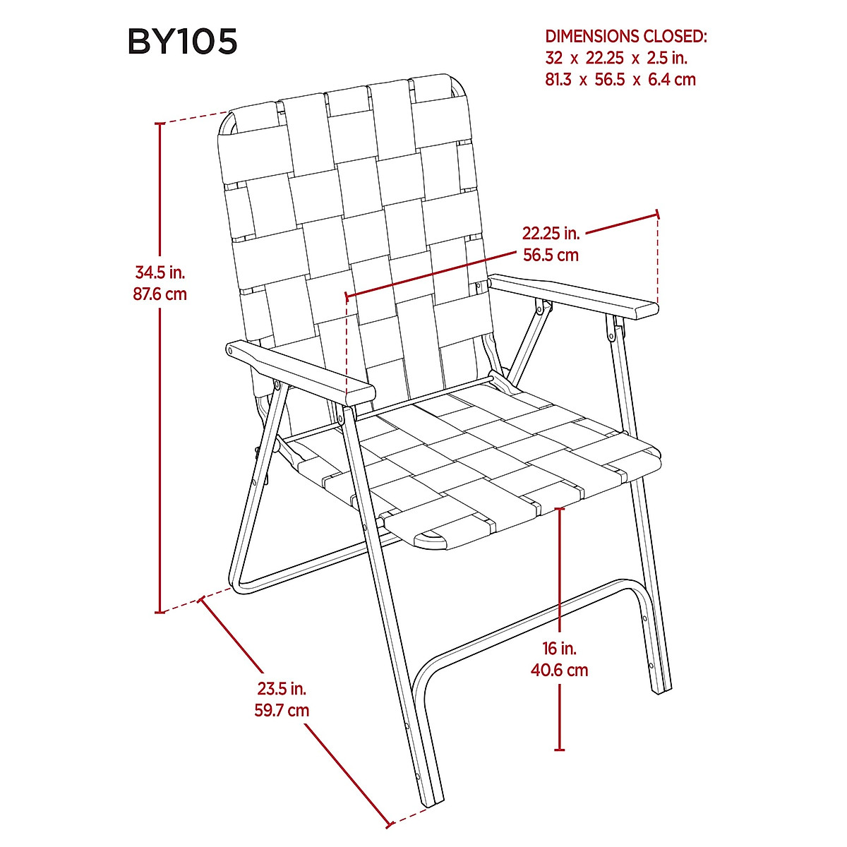 Garden Elements Folding Outdoor Patio/Lawn Pool Chair Grey with Blue Woven Fabric and Arm Rests (2 Pack)