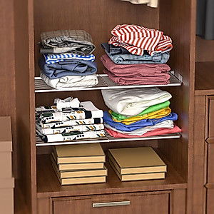 Slideep Expandable Closet Wire Shelves Stainless Steel, Heavy Duty Tension Shelf Cabinet Organizer, Strong Adhesive Closet Divider Organizer System (Large, 3Pack)