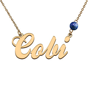 HUAN XUN Custom Mom Name Necklace Cobi with Birthstone Best Jewelry Gifts