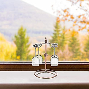 VOSAREA Countertop Wine Rack Wine Glass Holder Red Wine Drying Rack Freestanding Stemware Holder Stand Holds Up to 4 Glasses for Home and Bar Storage Bronze Goblet Storage Rack