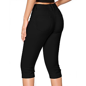 Hybrid & Company Women's Butt Lift Super Comfy Stretch Denim Capri Short Jeans Q43300 Black 3