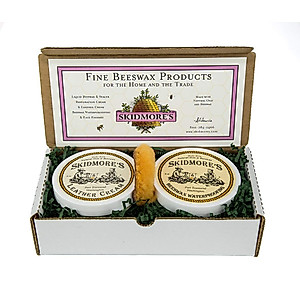 Skidmore's Cowboy Edition Leather Care Gift Set | Leather Cream and Beeswax Waterproofing Kit | Includes Applicator | Natural and Non-Toxic Formula | Made in the USA