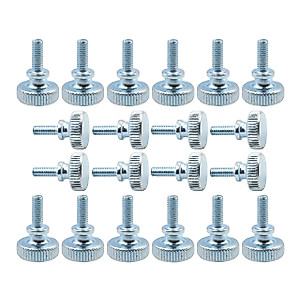 LBY 30pcs Knurled Hand Screw, M3 x 6mm Flat Knurled Head Fully Threaded Thumb Screws(Double Layer Step), Carbon Steel Galvanize