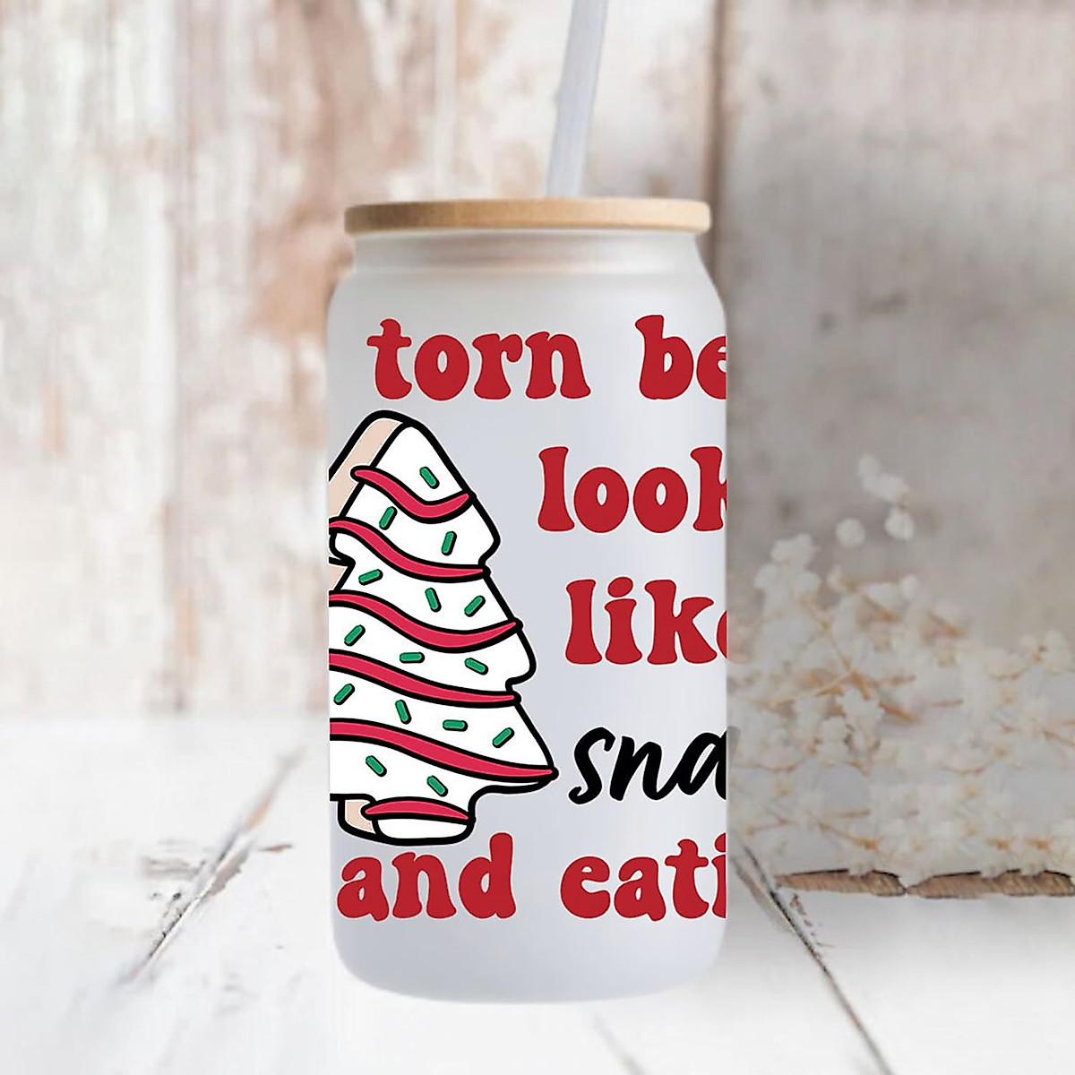 UV DTF Cup Wrap Transfer for Glass, 4 Sheet Rub on transfers for Crafts Christmas Iron-on Decals, Merry Christmas Rub on Transfer Stickers, Glass Cups Furniture DIY Crafts, Waterproof Ready to Press