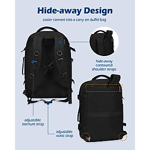 Hynes Eagle Travel Backpack 40L Flight Approved Carry on Backpack Men Large Cabin Weekender Laptop Backpack Women 15.6 inches Grey 2018